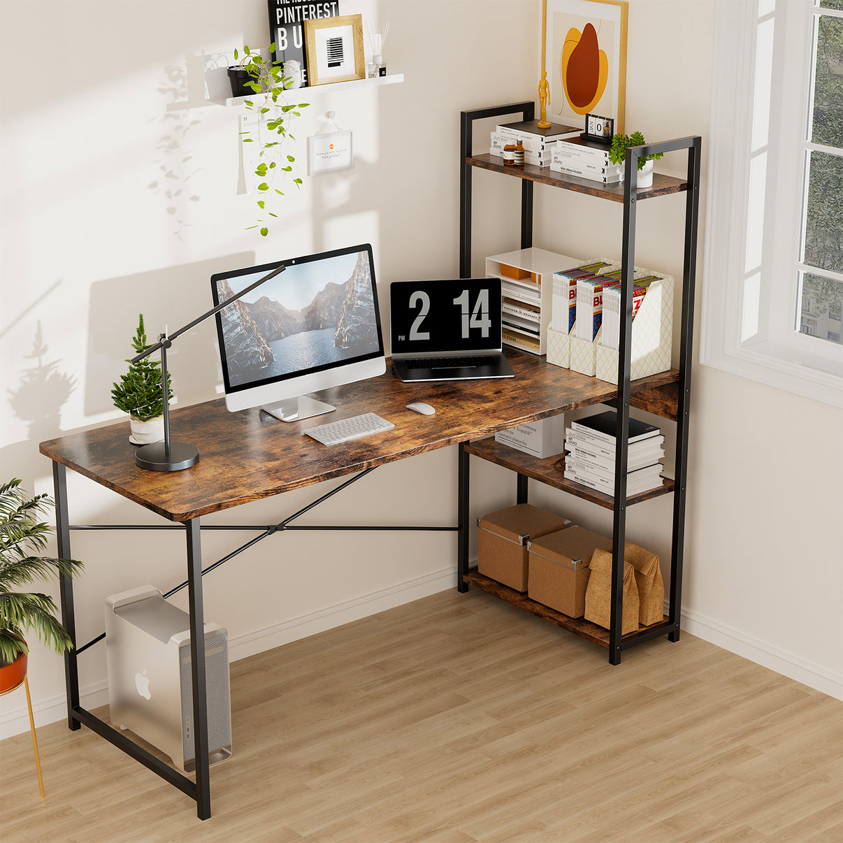 Simple Hogar Escritorio Minimalista,Escritorio con Repisas,Estilo Mini